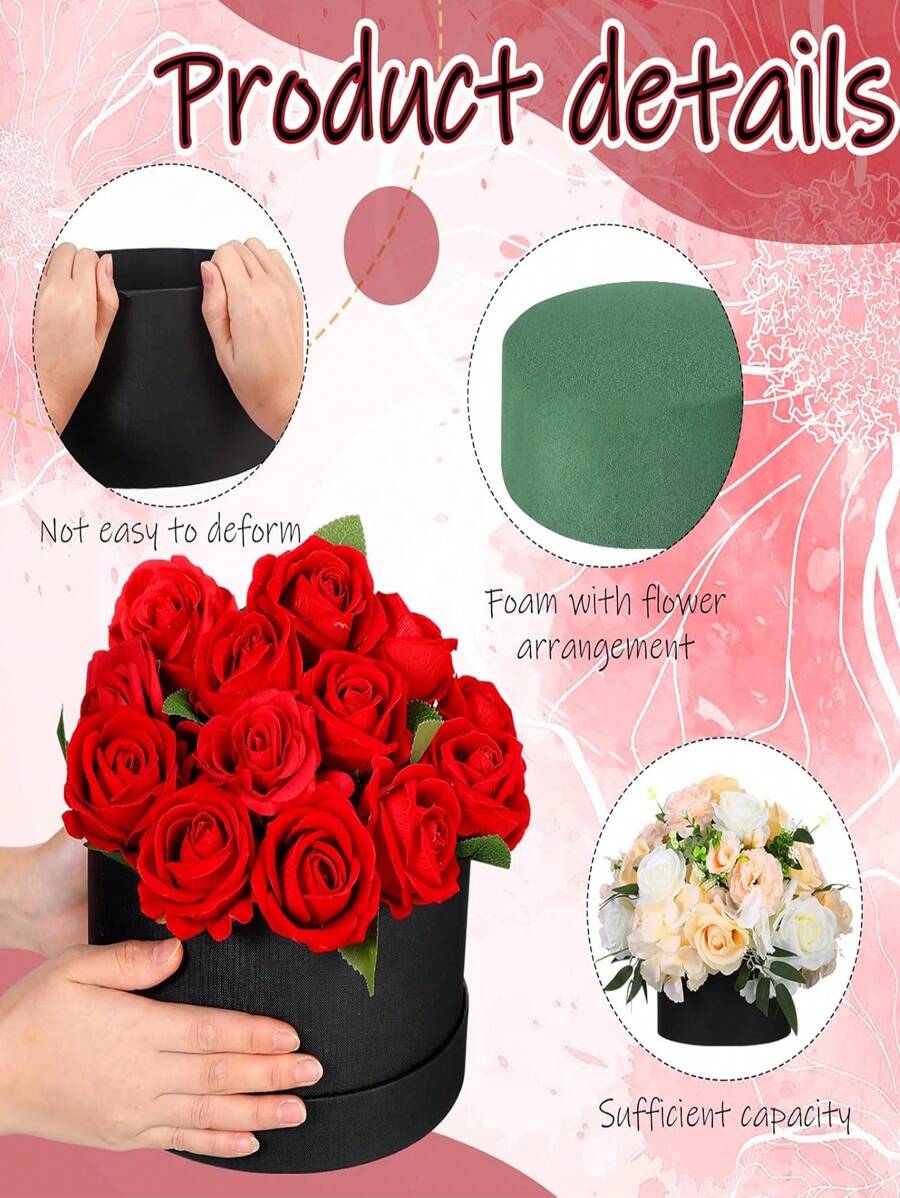 3pcs Round Floral Foam Blocks Dry Floral Foam Round Gift Boxes With ...