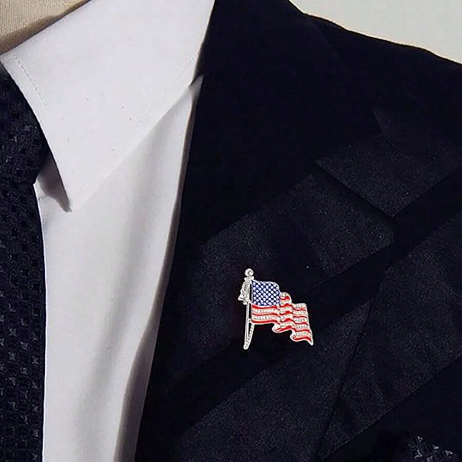 Enamel American Flag Lapel Pin, Crystal American Flag Brooch For ...