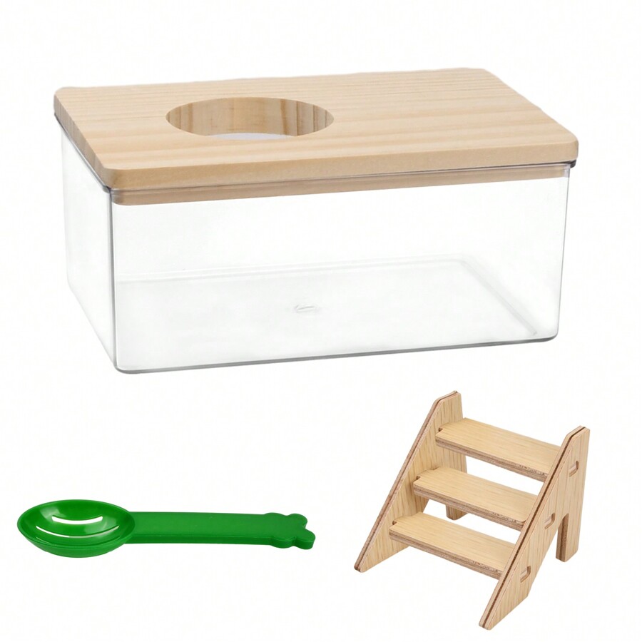 Hamster Sand Bath Kit, Acrylic Hamster Sand Bath Box With Wood Lids ...