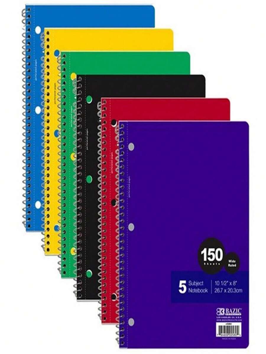 Unbeatablesale DDI 313148 BAZIC 5 Subject Wide Ruled Spiral Notebook ...
