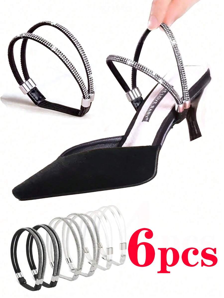 6pcs Artificial Diamond Heel Straps, Elastic High Heel Shoe Straps ...