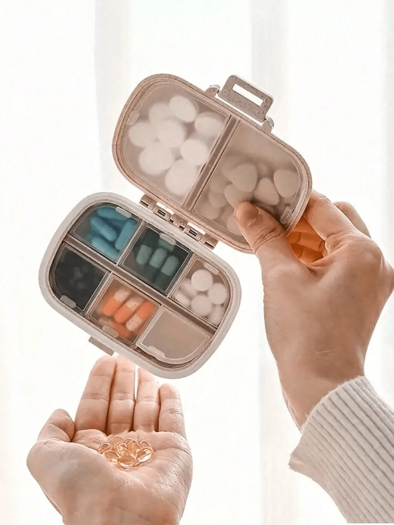 1pc Portable Pill Box For Travel, 8 Compartments For Medicine And ...