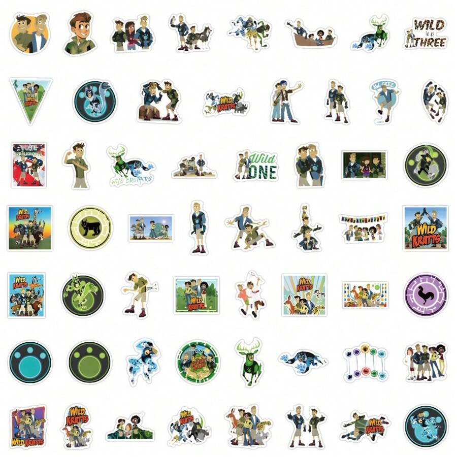 110pcs Wild Kratts Inspired Waterproof Cute Cartoon Sticker Set For ...