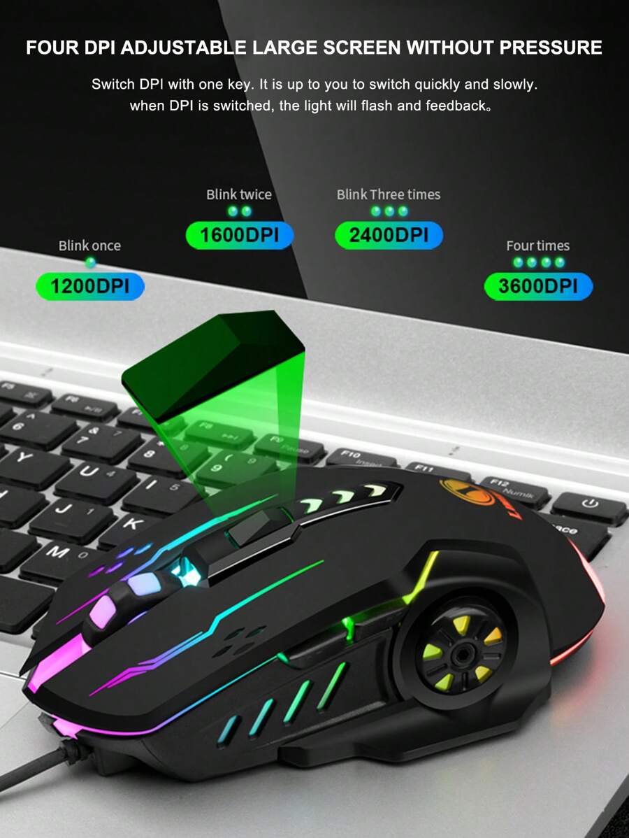 LIMEIDE V7 Mechanical Gaming Wired Mouse With LED Light For Desktop PC ...