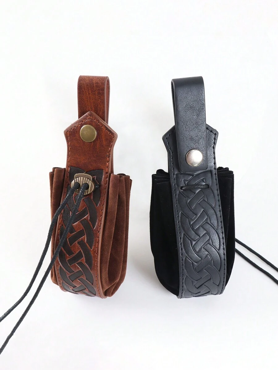 Medieval Pressed Belt And Small Waist Bag, Vintage Style Drawstring ...