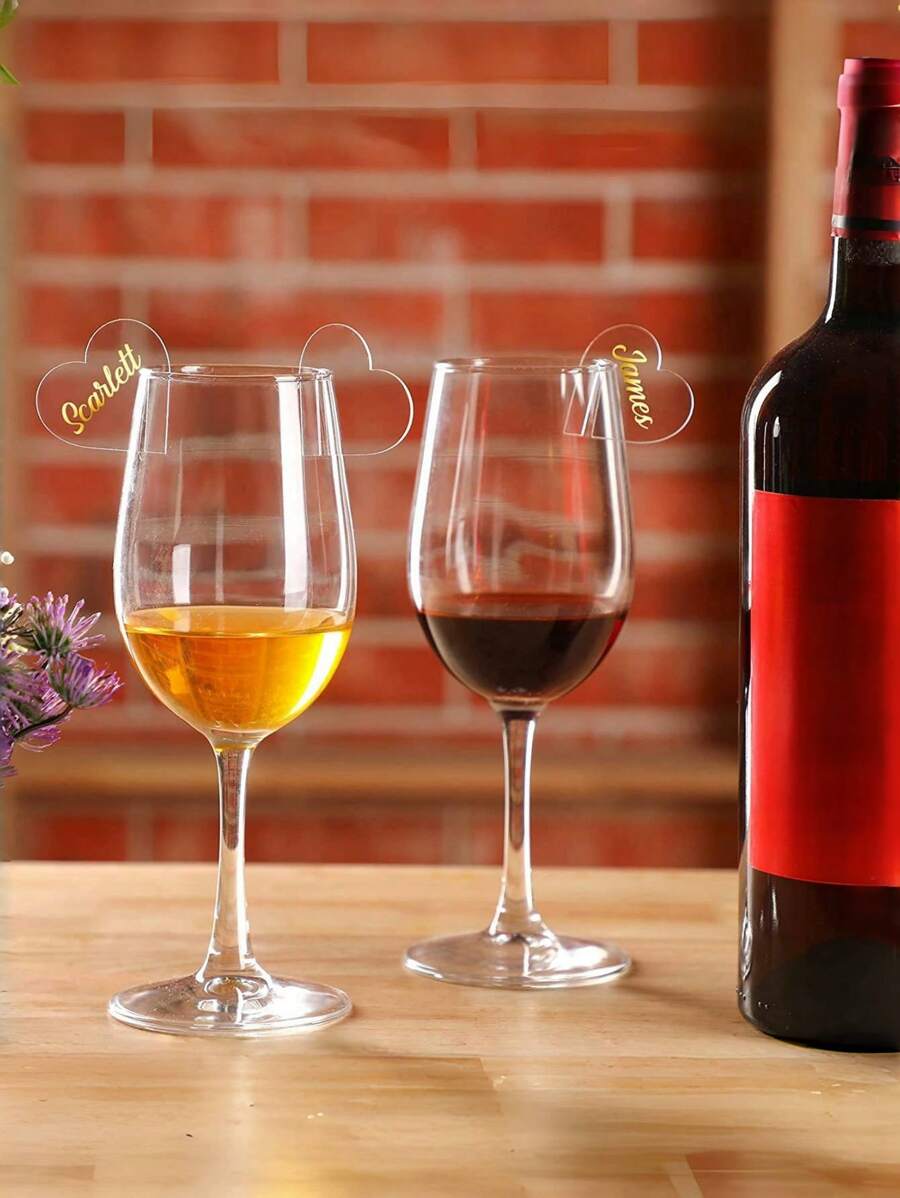 30PCS Acrylic Heart Drink Labels, Party Drink Labels Heart, Acrylic ...