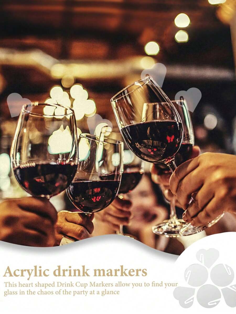 30PCS Acrylic Heart Drink Labels, Party Drink Labels Heart, Acrylic ...