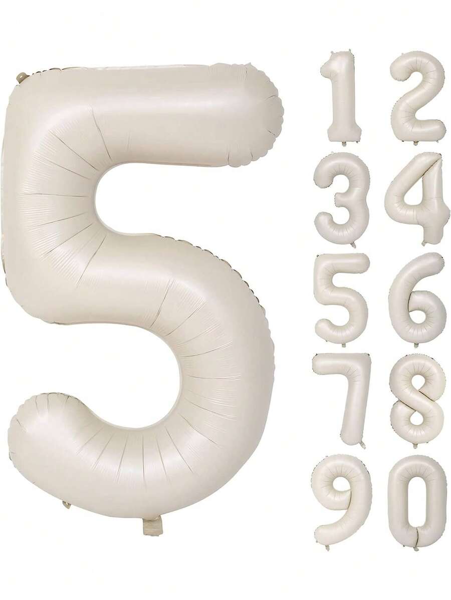 40 In Cream White Number Balloons Helium Foil Mylar Balloon Birthday ...