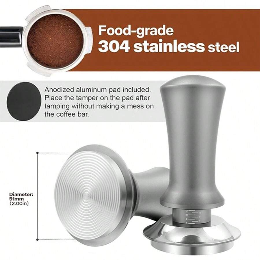 Coffee Tamper With Spring-Loaded Base, Espresso Coffee Tamper Tool With ...