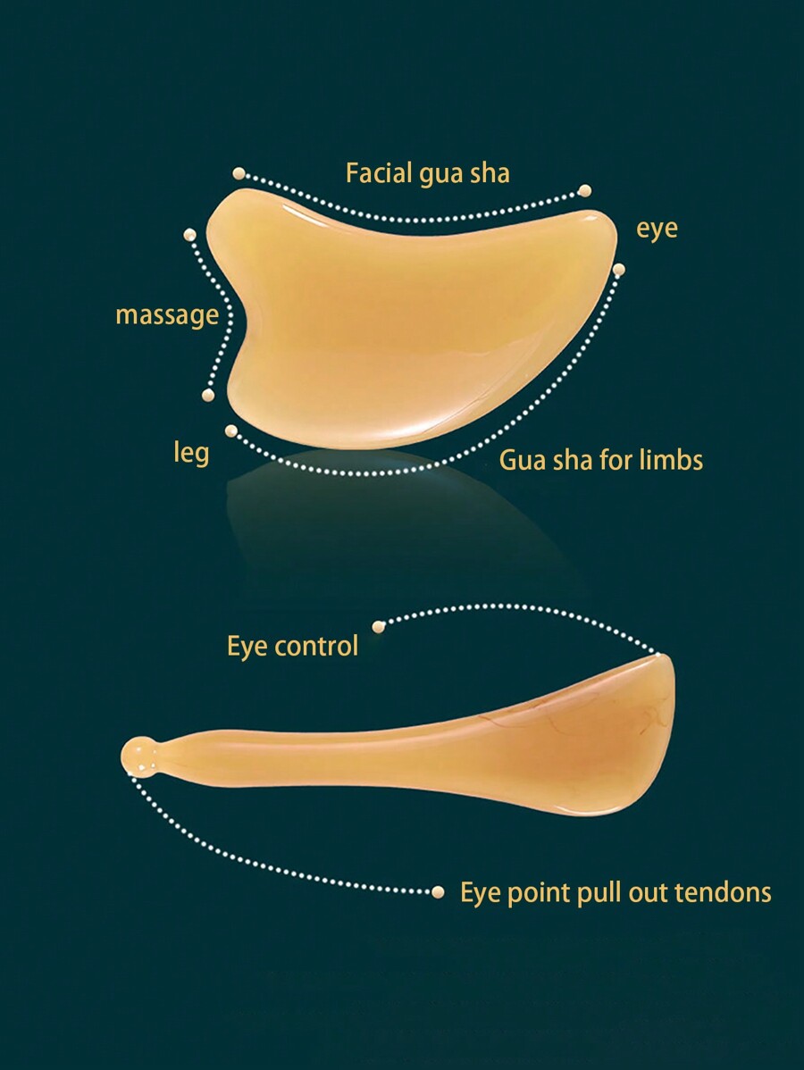 2pcs Imitation Horn Gua Sha Board & Pulling Bar Facial Resin Massager ...