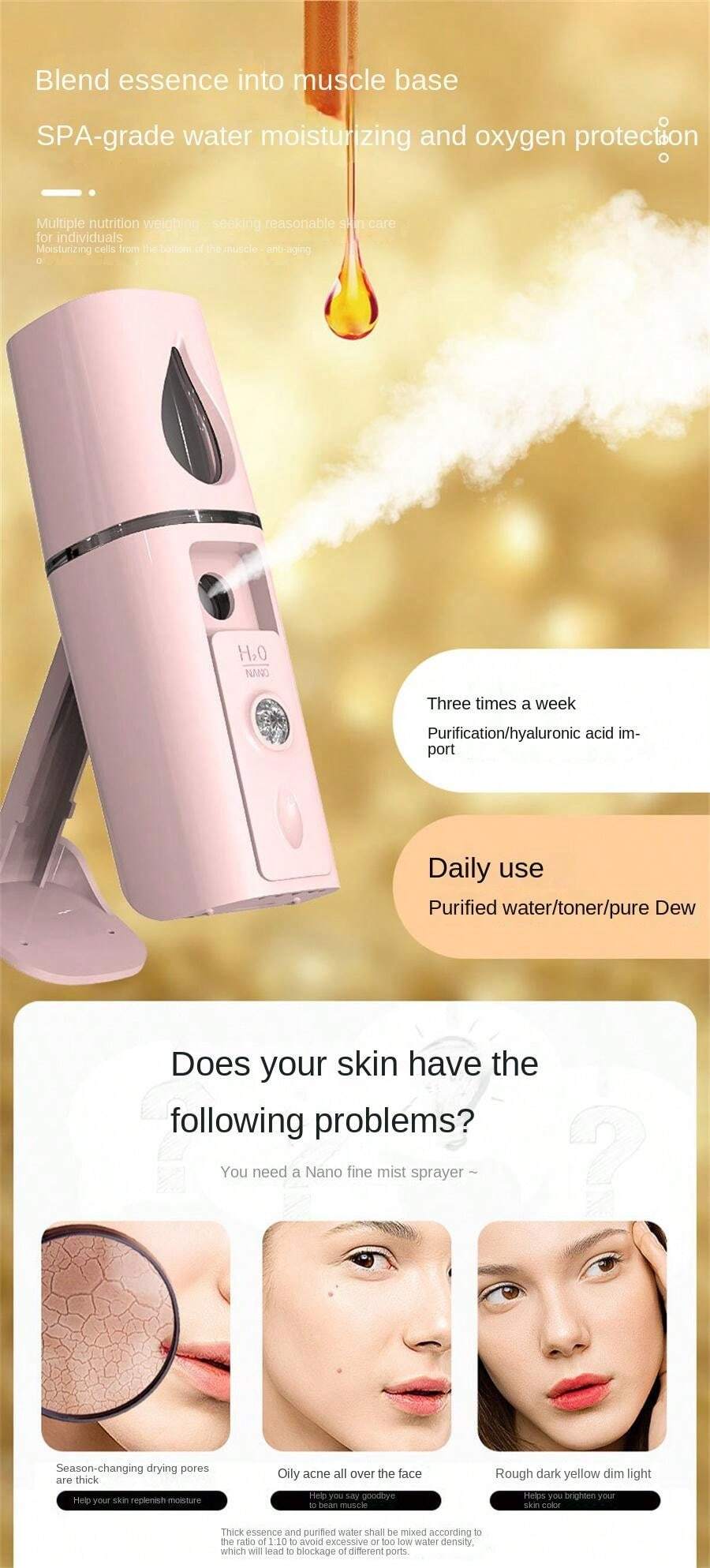 1PC Portable Mini Face Sprayer, Stand Spray Hydrator, Long Spray ...