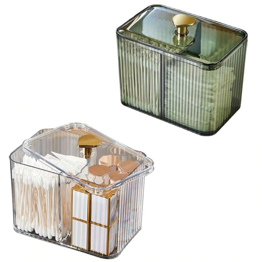 Qtip Holder, Cotton Pad Holder, Clear Bathroom Organizers And Storage ...