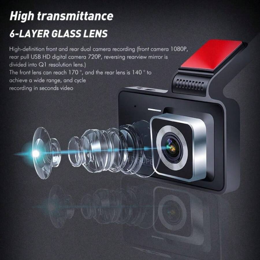 Dual Lens Dash Cam Car Camera, Black Box, Cycle Dashcam, Driving Mirror ...