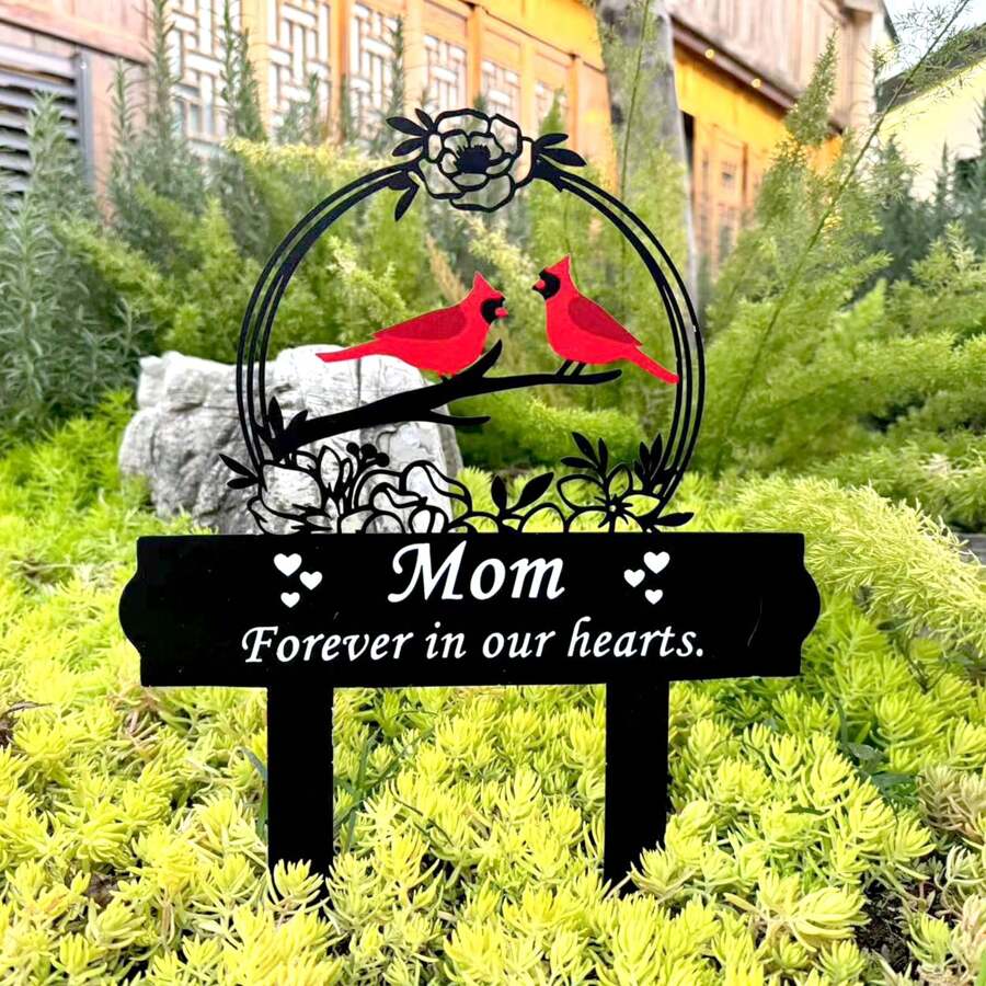 1pc Plaque Stake, Cardinal Bird Garden Stake Cemetery Decoration ...