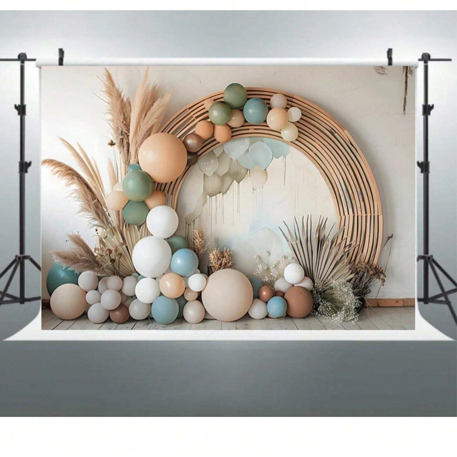 Balloon Door Photography Backdrop Birthday Party Backdrop Bohemian ...