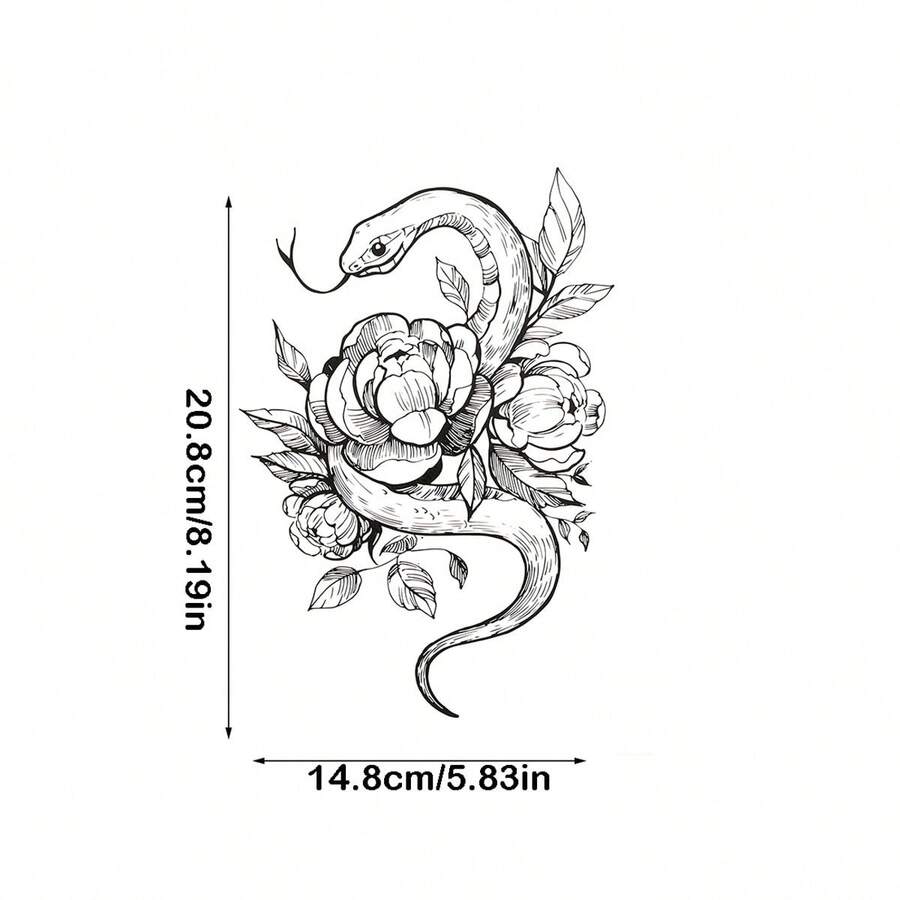 Waterproof Floral Butterfly Half Arm Temporary Tattoo Sticker, Long ...