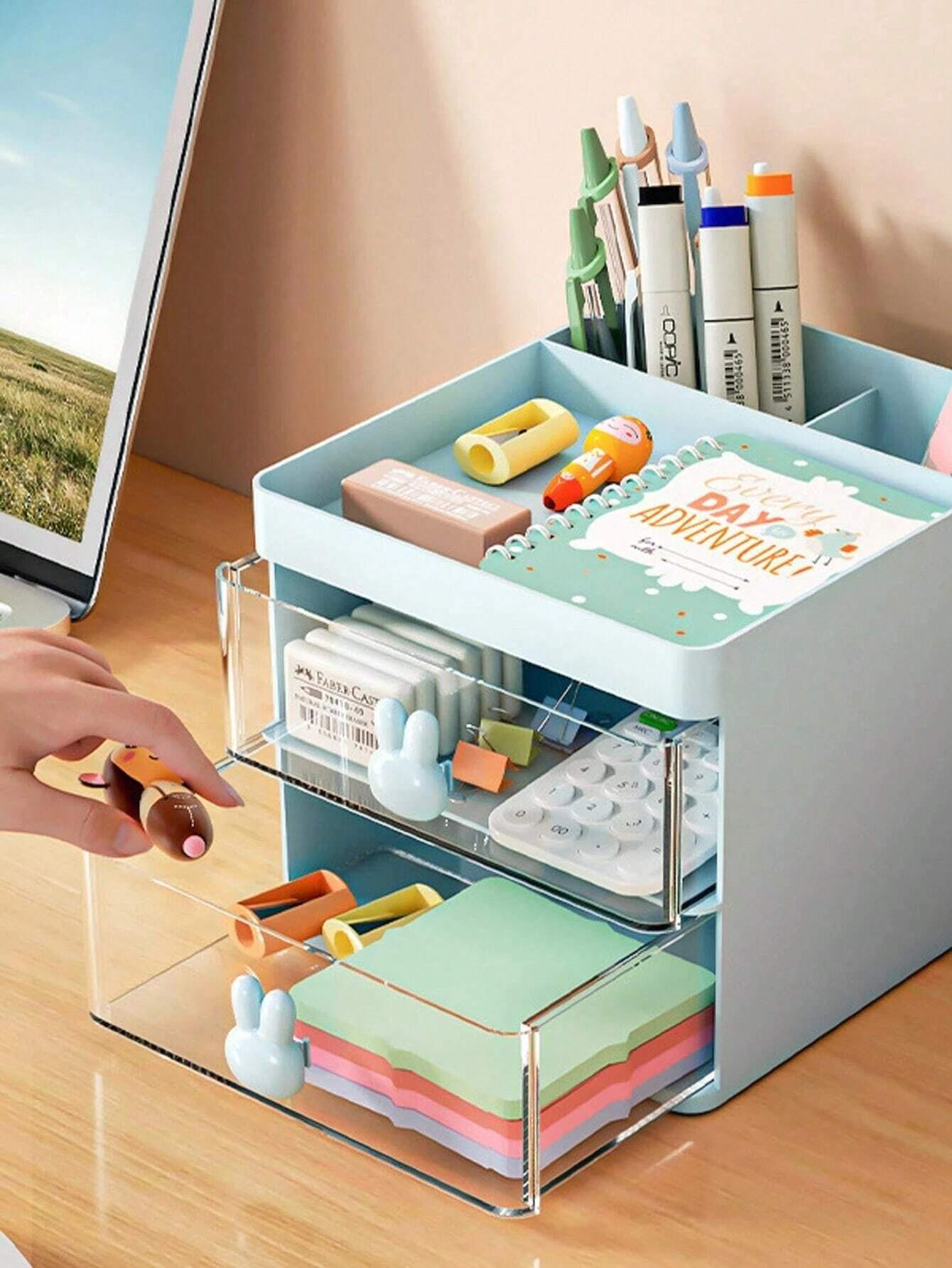 1pc Stationery Sticky Note Paper Storage Box, Suitable For Storing Pens ...