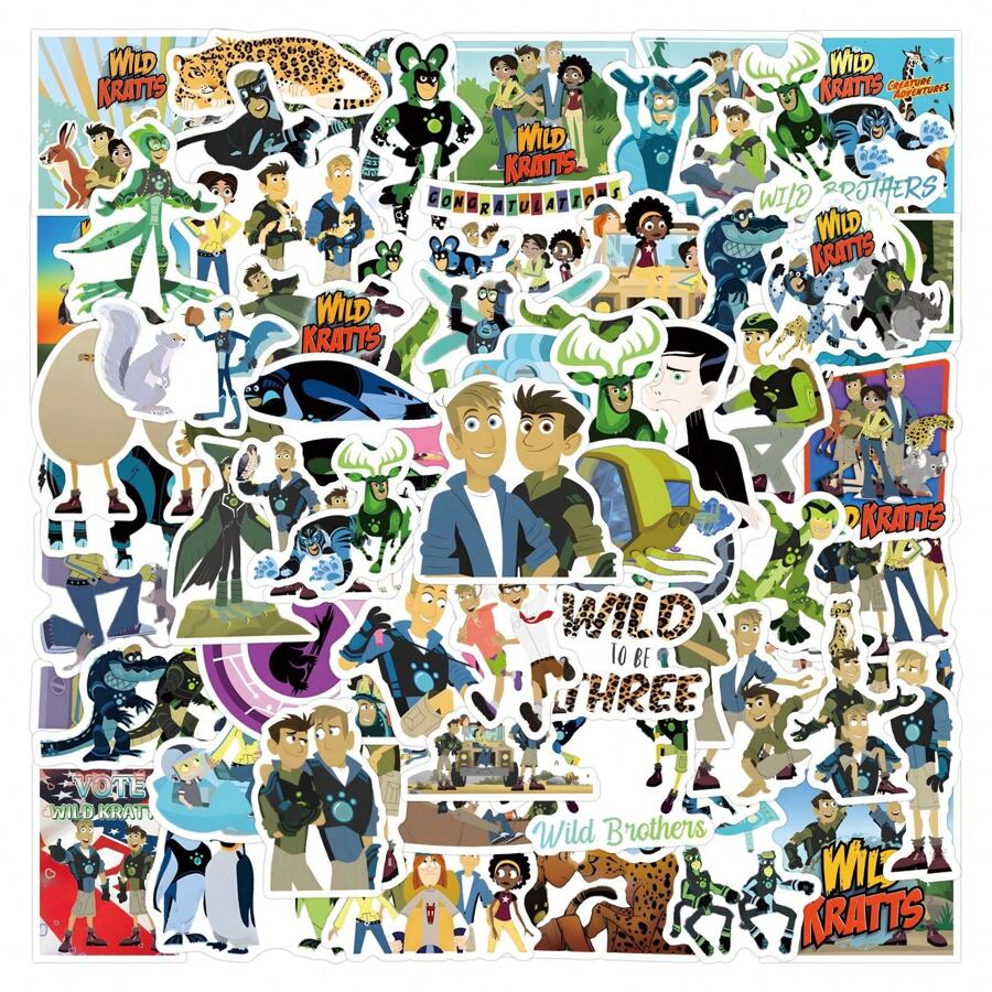 110pcs Wild Kratts Inspired Waterproof Cute Cartoon Sticker Set For ...