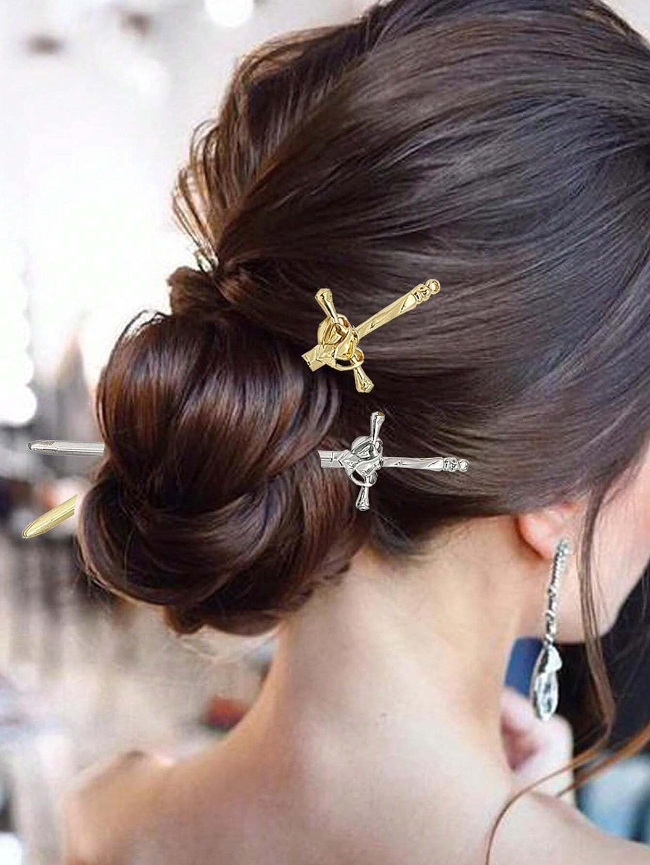 3pcs Simple Chinese Style Metal Sword Hairpin, Elegant Hair Stick For ...