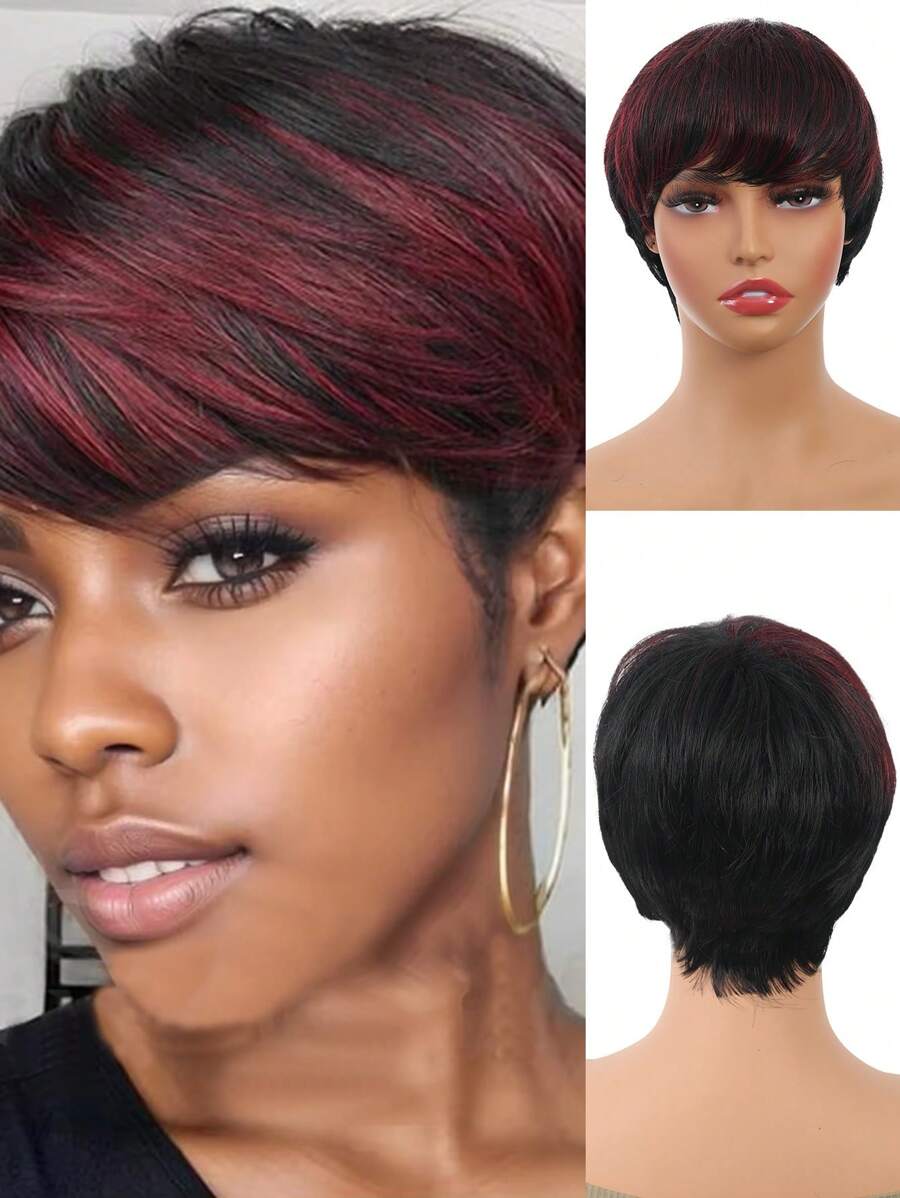 Peruca feminina curta e colorida de estilo americano e europeu com ...