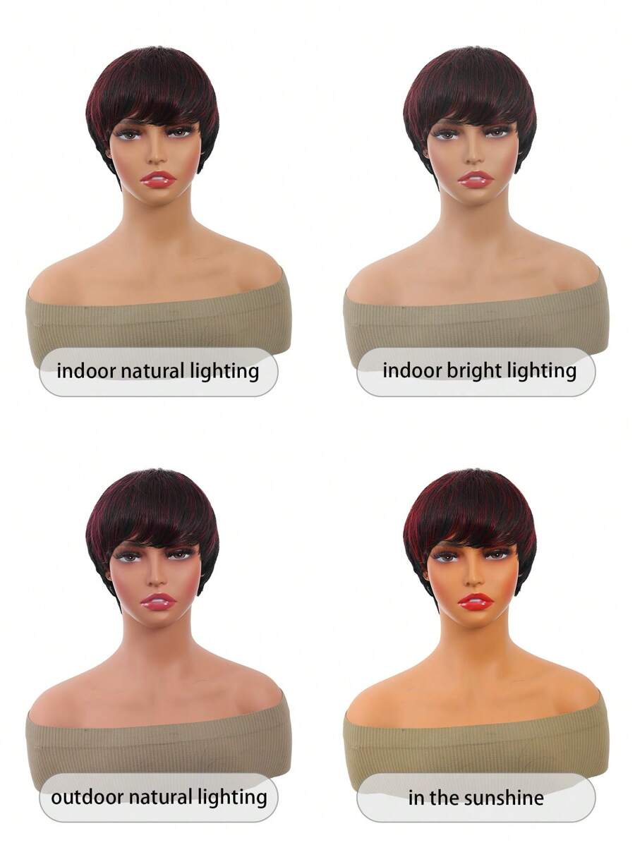 Peruca feminina curta e colorida de estilo americano e europeu com ...