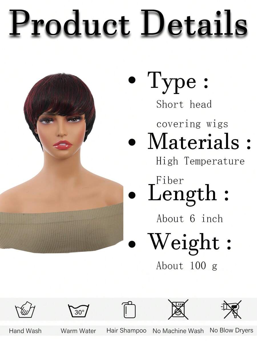 Peruca feminina curta e colorida de estilo americano e europeu com ...