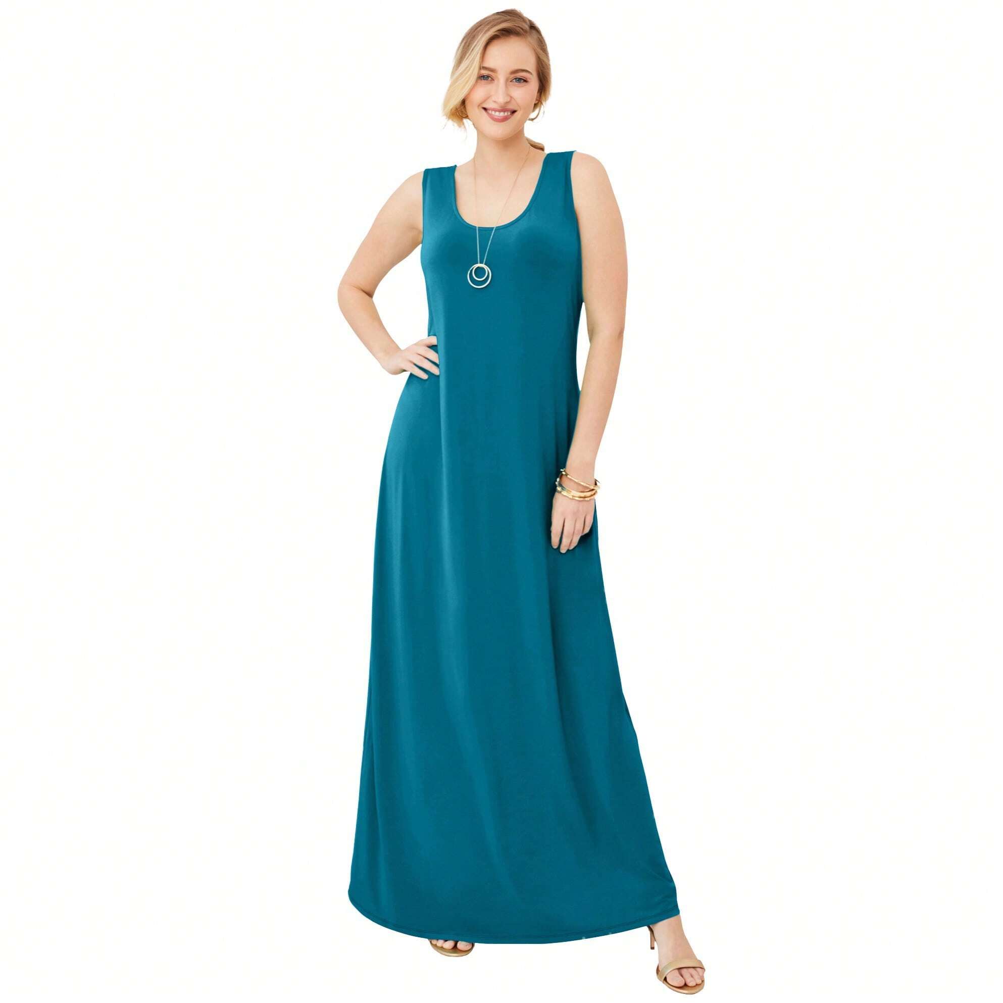 Jessica London Women's Plus Size Stretch Knit Tank Maxi Dress | SHEIN USA
