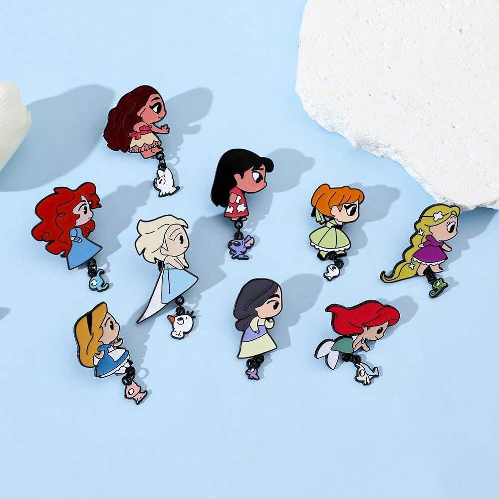 Disney 1 Pc Cartoon Character Chain Brooch Cute Princess Enamel Pin ...