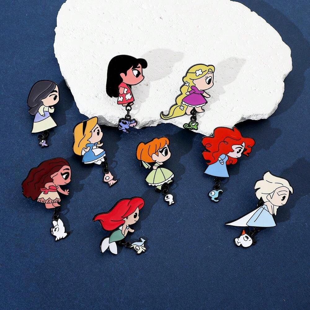 Disney 1 Pc Cartoon Character Chain Brooch Cute Princess Enamel Pin ...
