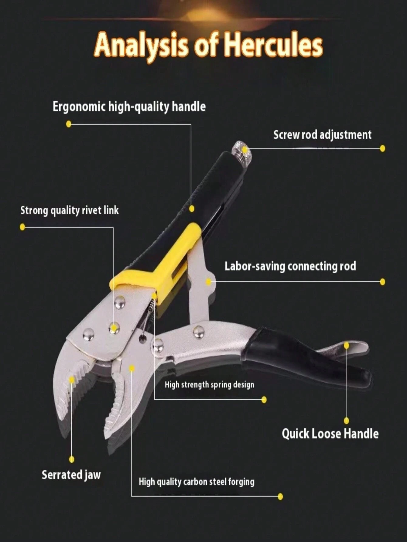 Locking Plier, Round Jaw 10 Inches, Multi-Purpose Pressure Plier, Heavy ...