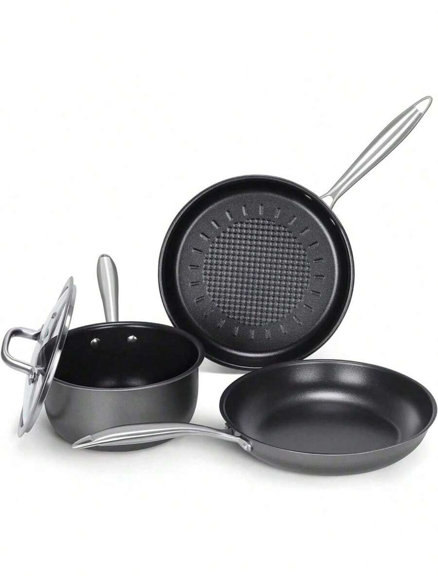 Induction Pots And Pans, Stainless Steel Pots And Pans Set 4pcs With ...