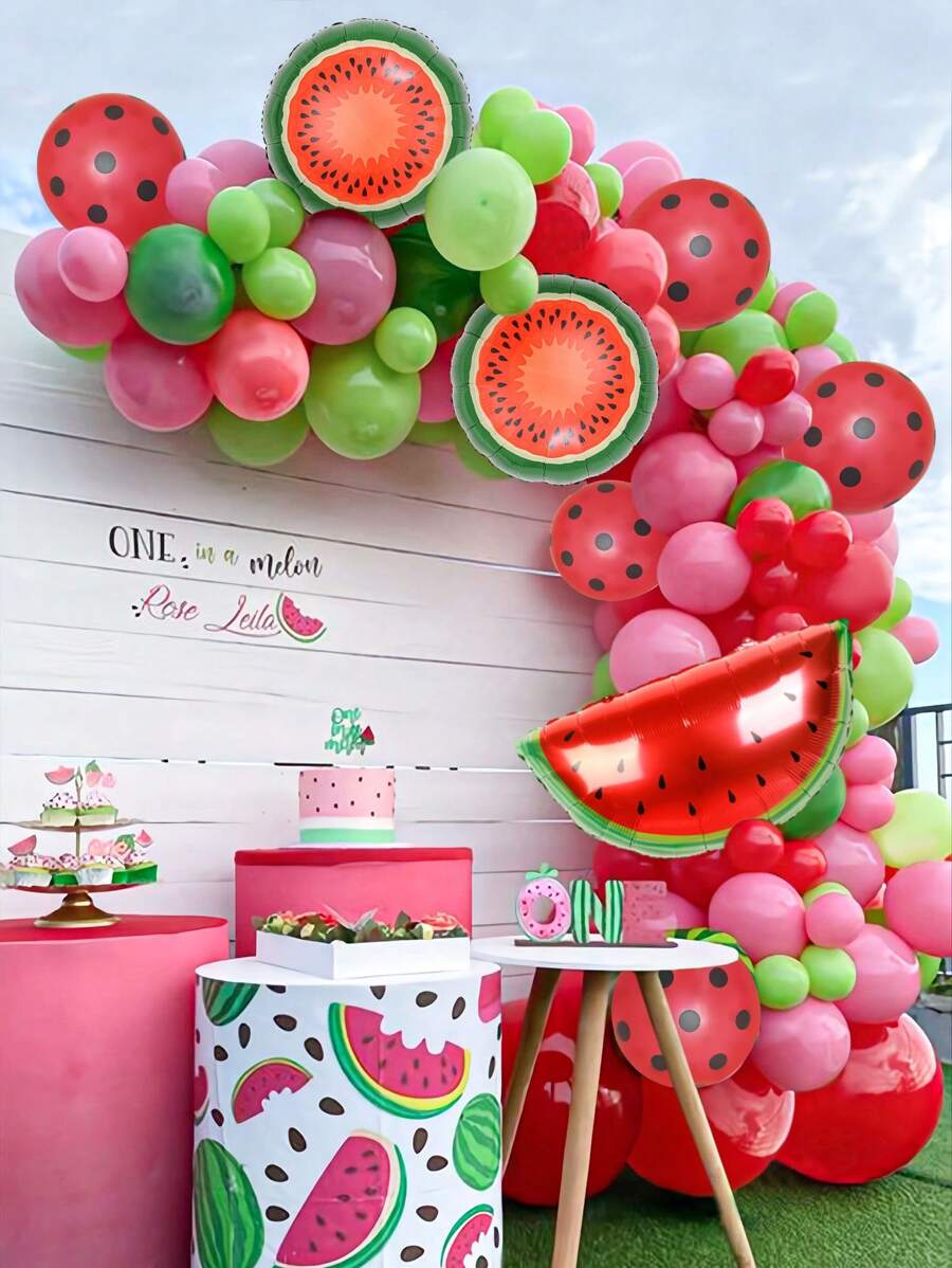 108pcs Watermelon Shaped Aluminum Foil Balloons Arch Kit With Arch ...