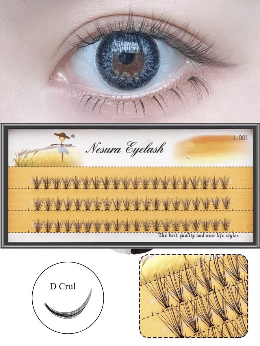 10P 60 Pcs Clusters Individual Eyelashes Cluster Eyelashes D Curl ...