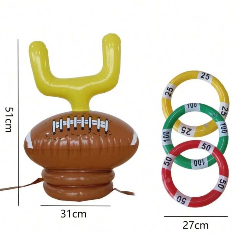 1PC Inflatable Rugby Toss Ring With 3 Rings Color Random , PVC Outdoor ...