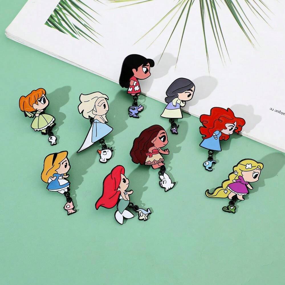 Disney 1 Pc Cartoon Character Chain Brooch Cute Princess Enamel Pin ...