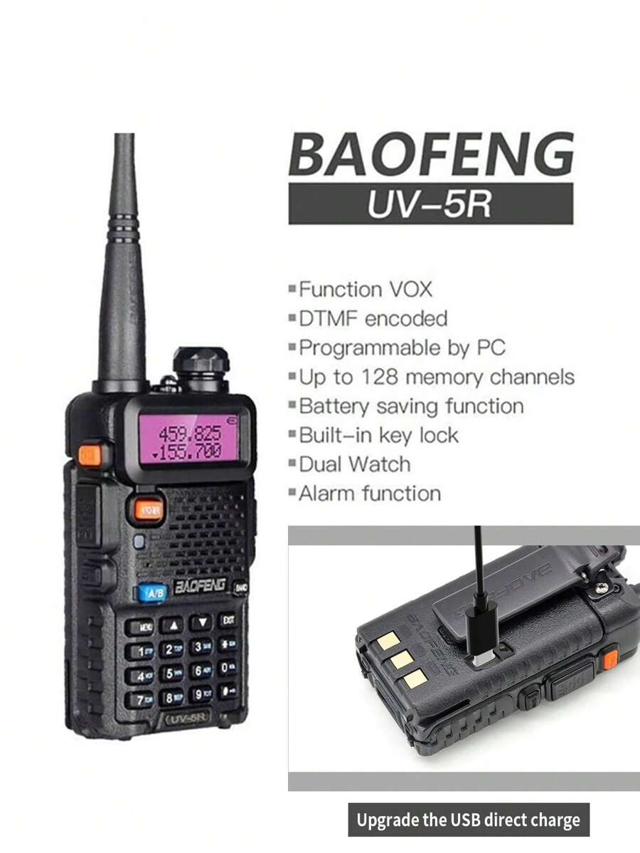 1 pieza Radio bidireccional portátil Baofeng de banda dual VHF/UHF ...