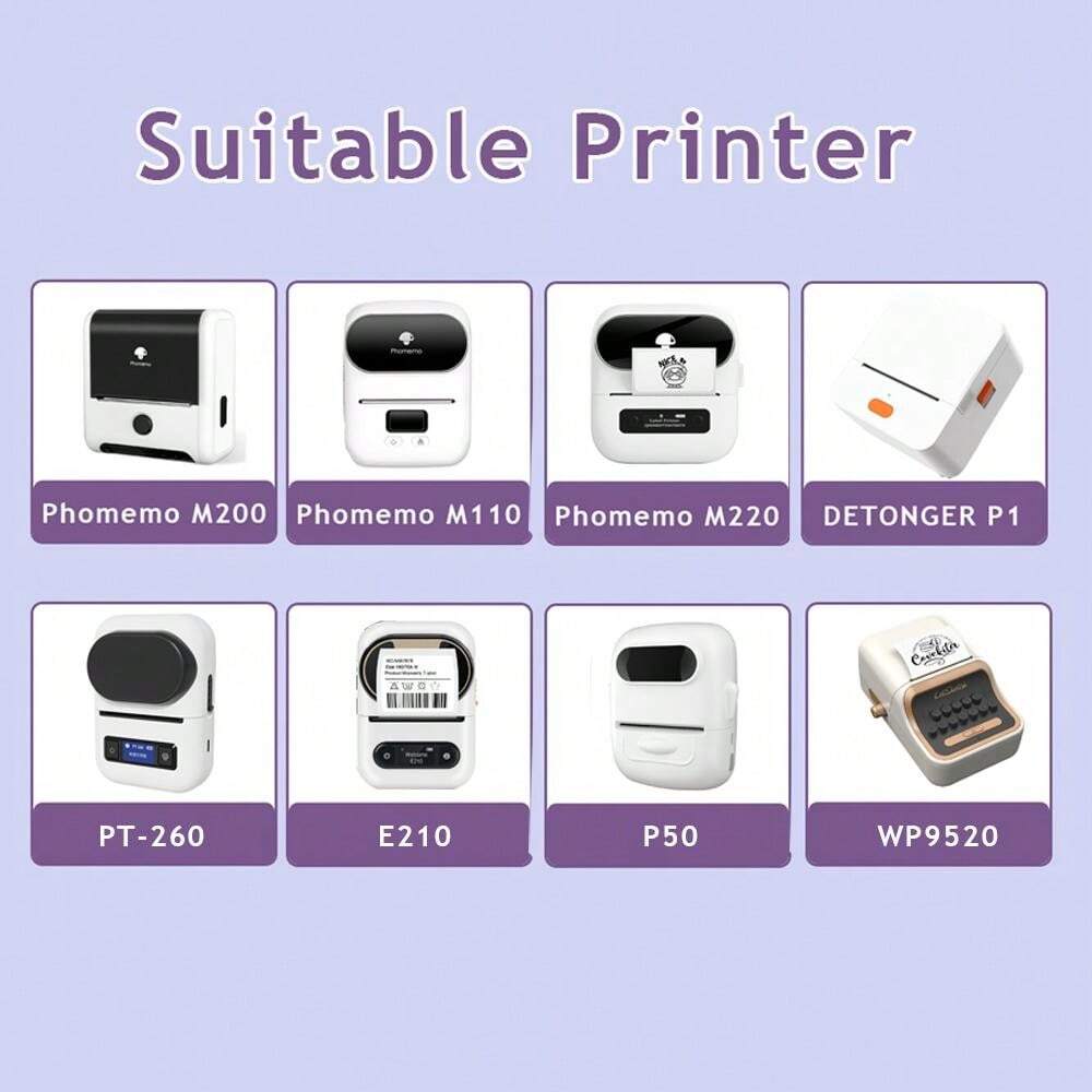 2Rolls, 50mm Circular Round Label Sticker Self-Adhesive Thermal Paper, Compatible For Phomemo ...