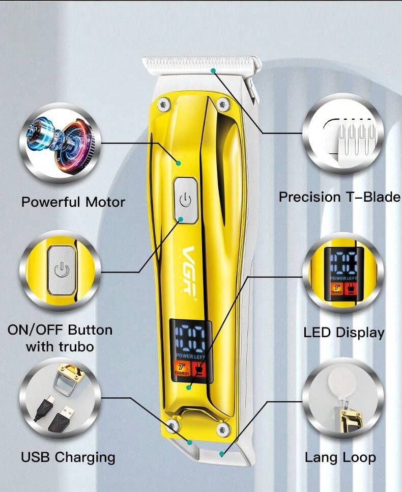 VGR VGR Hair Clipper Electric Hair Cutting Machine Cordless Haircut Machine Rechargeable Hair ...
