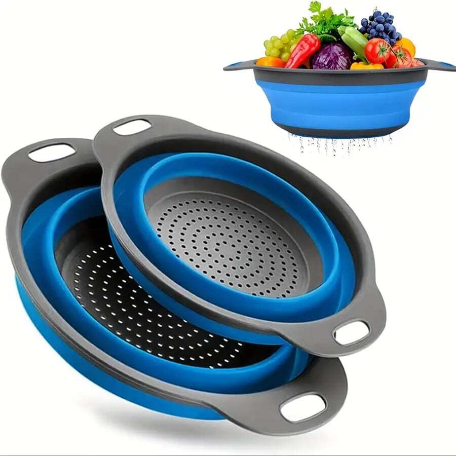 1pc Collapsible Colanders Folding Strainers Colander Circular Blue Suit ...