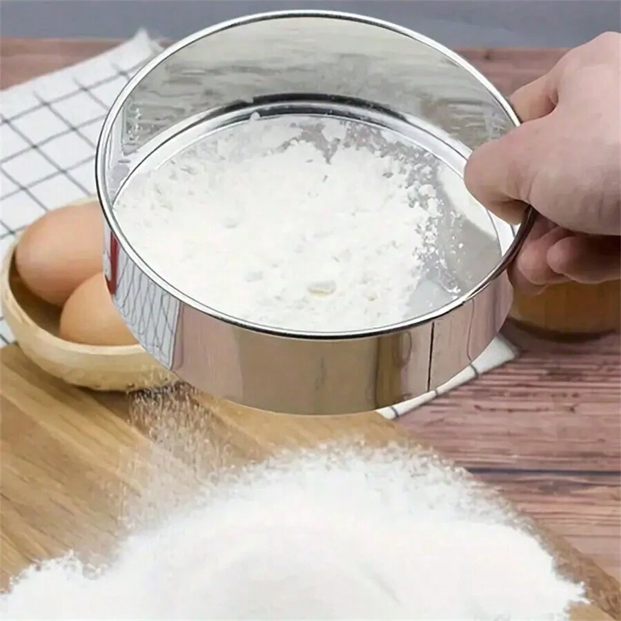 1pc, Stainless Steel Flour Sieve, Household Mesh Round Sifter ...
