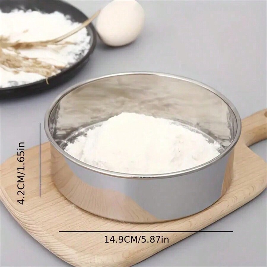 1pc, Stainless Steel Flour Sieve, Household Mesh Round Sifter ...