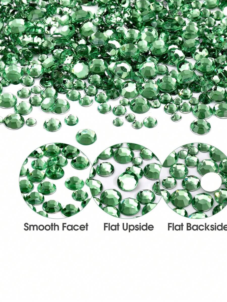 12 Grids/Box Flat Back Gems Round Crystal Rhinestones 2-6mm Flatback ...