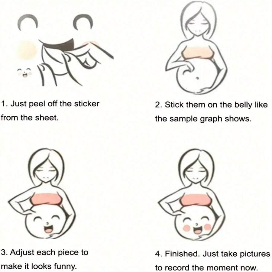 9pcs Pregnancy Belly Stickers - Hilarious Facial Expression Designs To ...