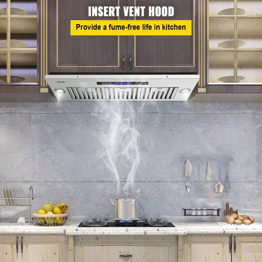 Insert Range Hood, 900CFM 4-Speed, 36 Inch Stainless Steel Built-In ...