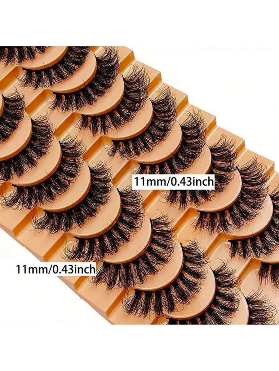 10 Pairs Of Natural Fluffy D-Curly Messy Long Holiday Eyelashes, Fine ...