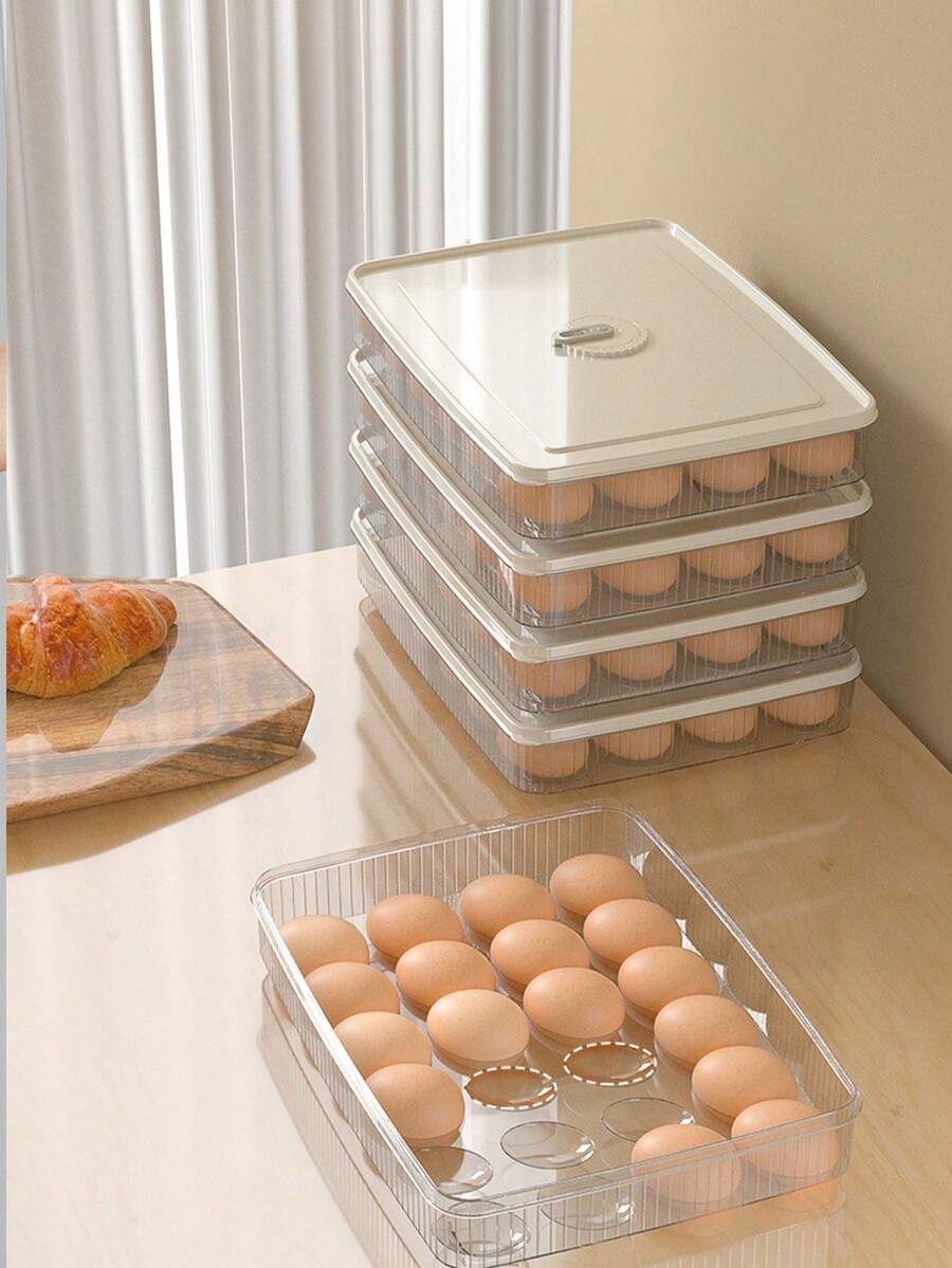 1pc Egg Storage Box With Lid. This Rectangular Egg Box Is Multi-Layer ...