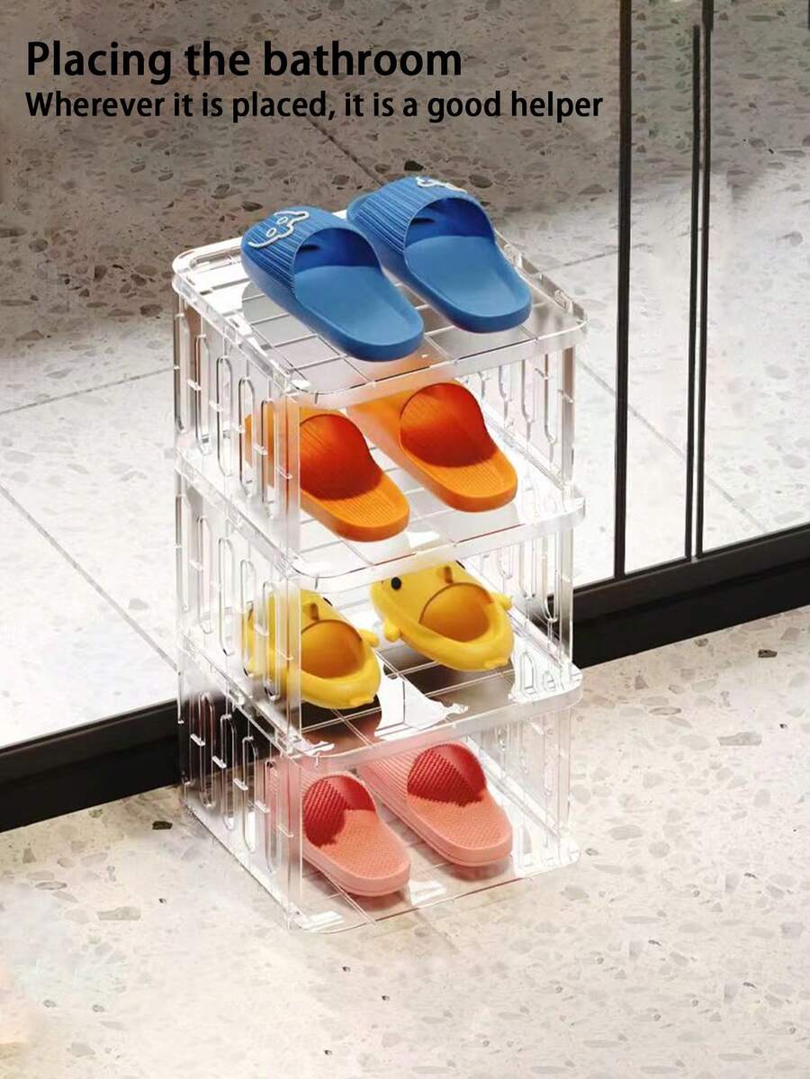 Modern Minimalist Shoe Cabinet, Foldable Transparent PET Plastic Shoe ...