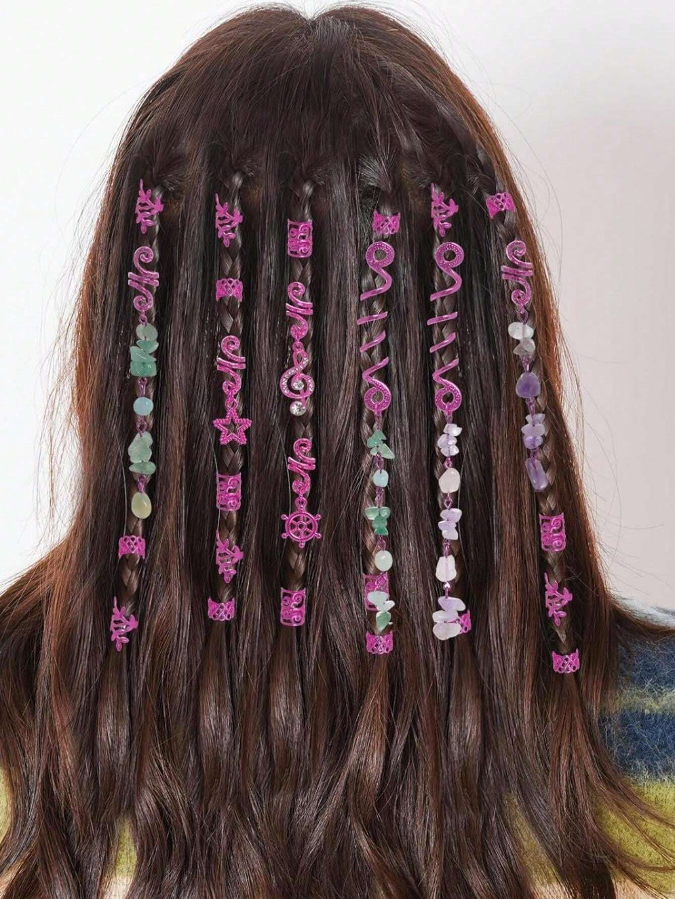 40Pcs Hair Jewelry For Braids, Hoyuwak Natural Colored Crystal Stone ...