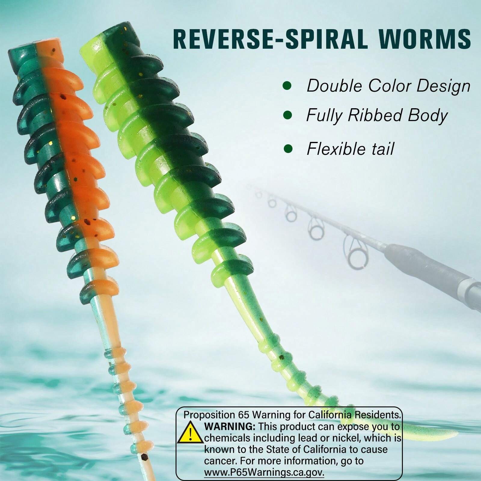 Dovesun 60pcs Soft Fishing Lures Set, Crappie Walleye Trout Bass ...