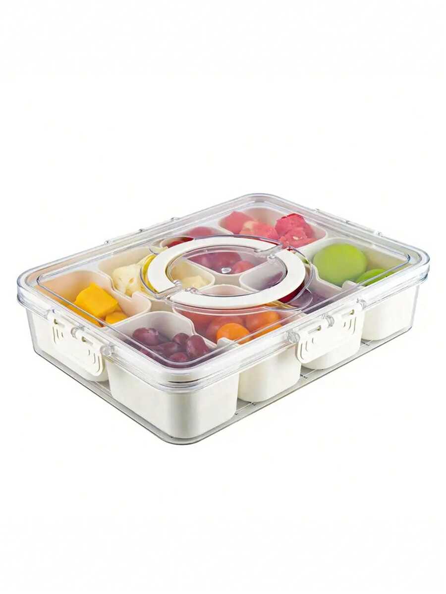 1pc, Multi-Compartment Box With Handle, Plastic Food Serving Tray With ...
